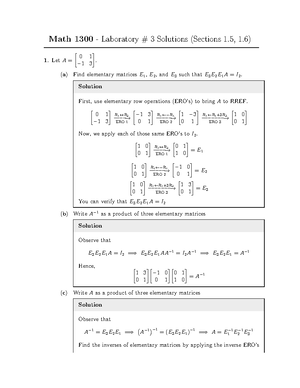 Math 1300 - Lab 4 Solution - Math 1300 - Laboratory # 4 Solutions (Sections 1, 2) Classify the ...