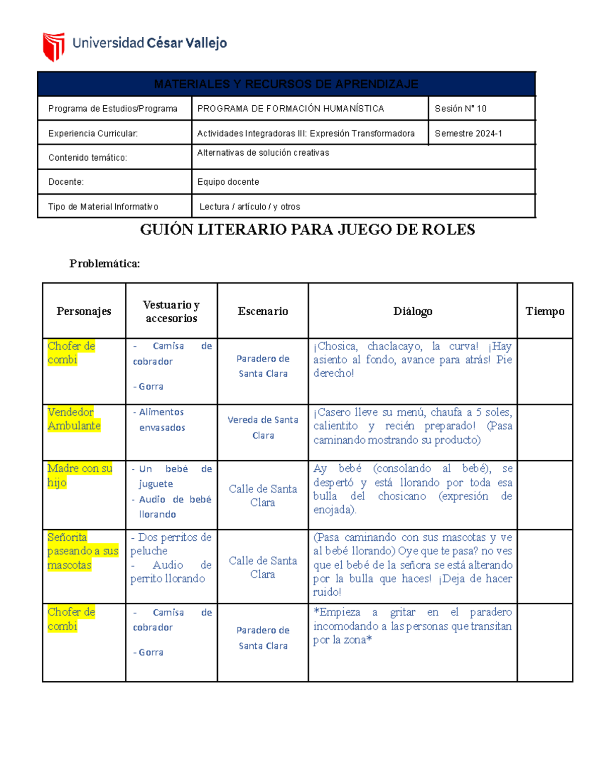 Plantilla del guion literario - GUIÓN LITERARIO PARA JUEGO DE ROLES ...
