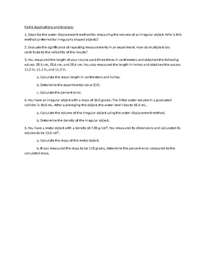 Physics Lab 1 - Basic measurements, significant figures, and percent ...