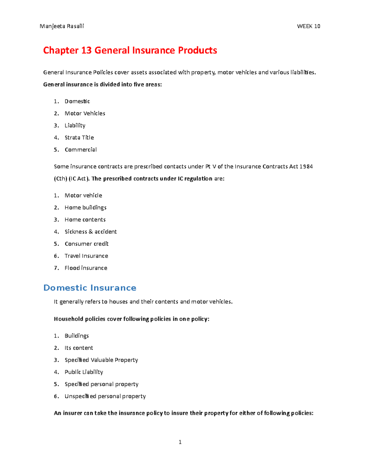 General Insurance Policies - Chapter 13 General Insurance Products ...