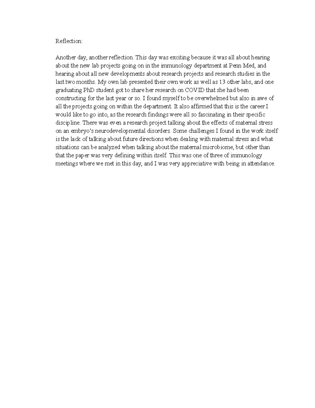 Untitled document (10) - Reflection: Another day, another reflection ...