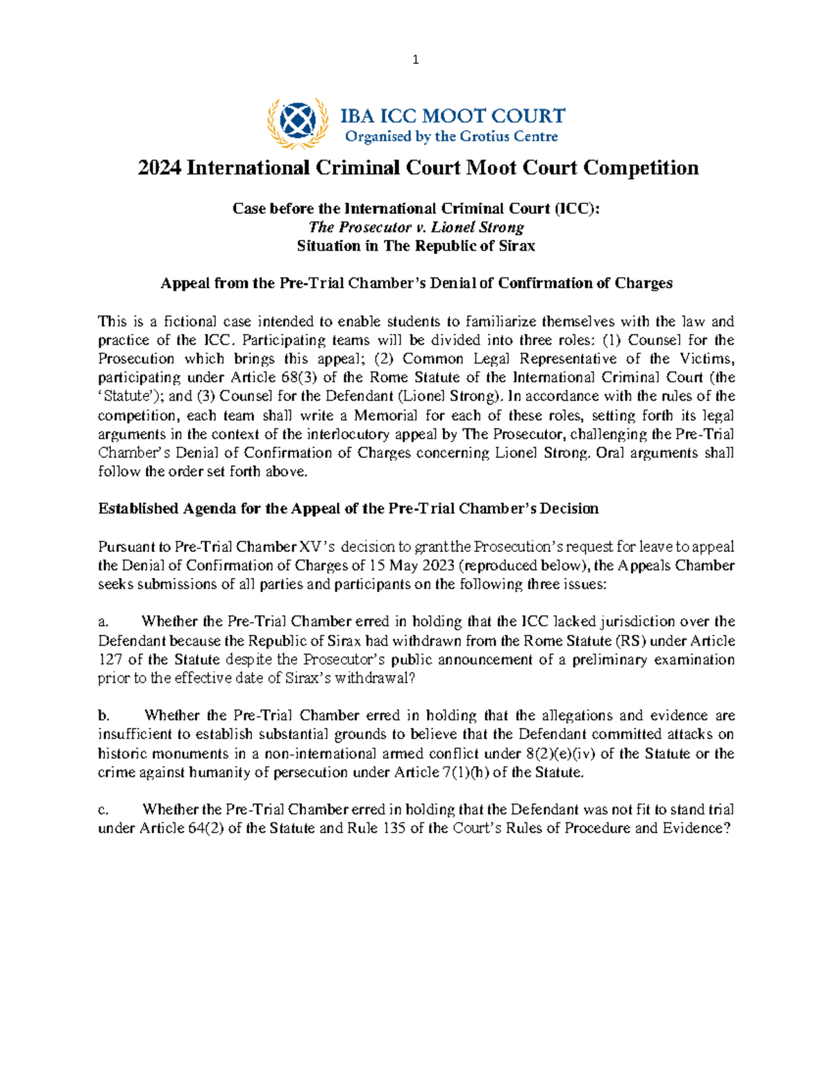 2024 ICC Moot Court Problem - 2024 International Criminal Court Moot ...
