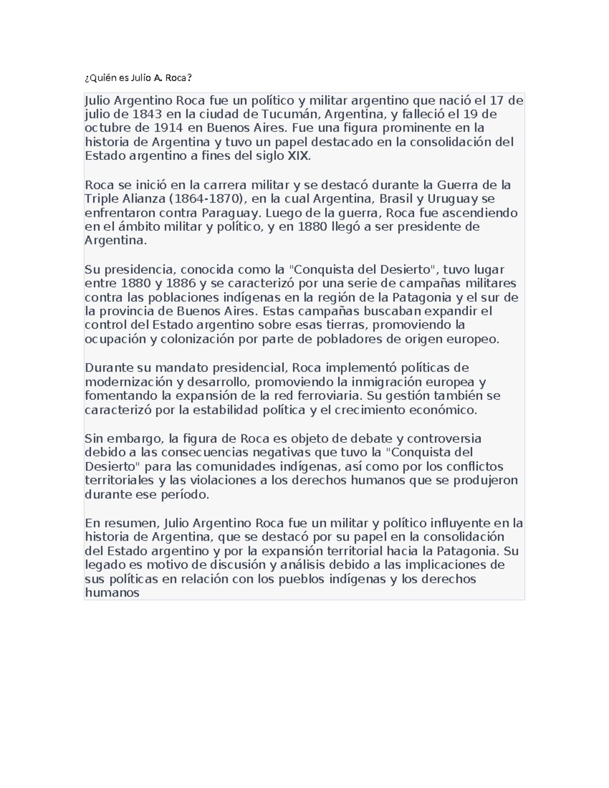 Quién es Julio A Roca - ¿Quién es Julio A. Roca? Julio Argentino Roca ...