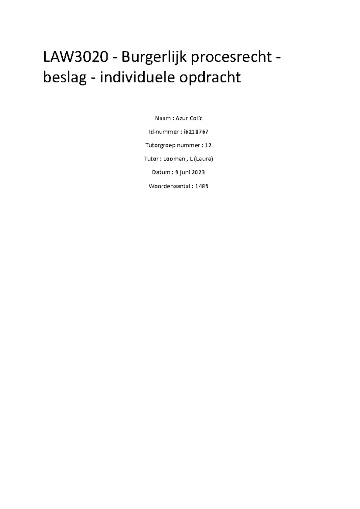 Aanpassing Bpr Uitwerkingen Law3020 Burgerlijk Procesrecht