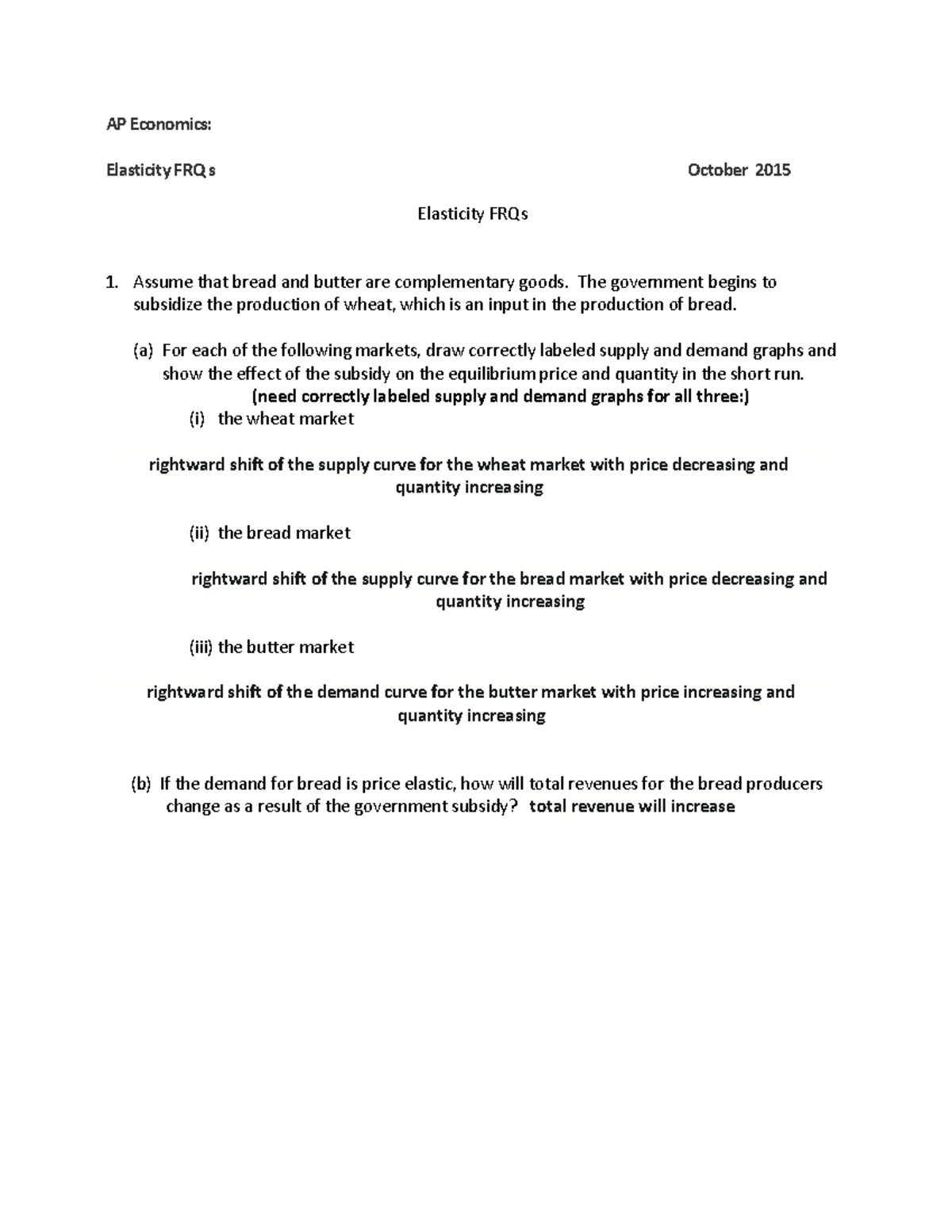 Auditing Lecture Notes 322 Auditing Ap Economics Elasticity Frq S October 2015 Elasticity