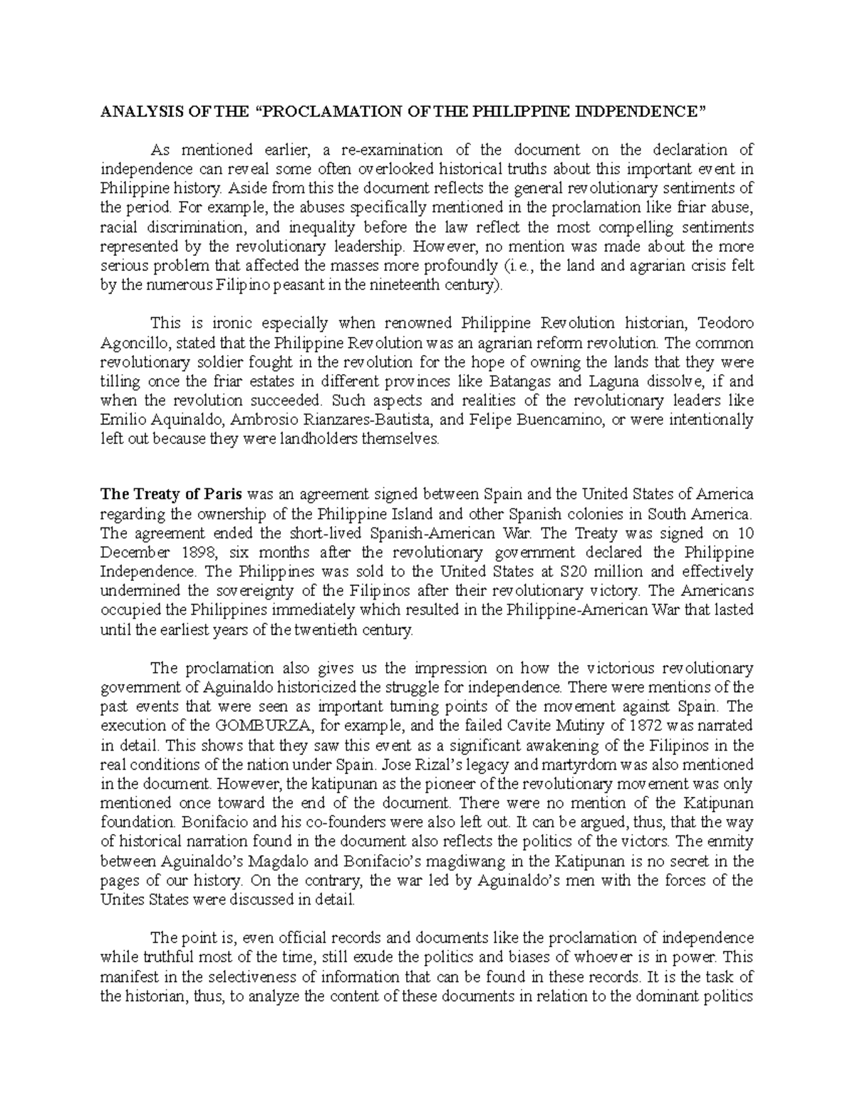 Analysis OF THE - lecture notes - ANALYSIS OF THE “PROCLAMATION OF THE ...