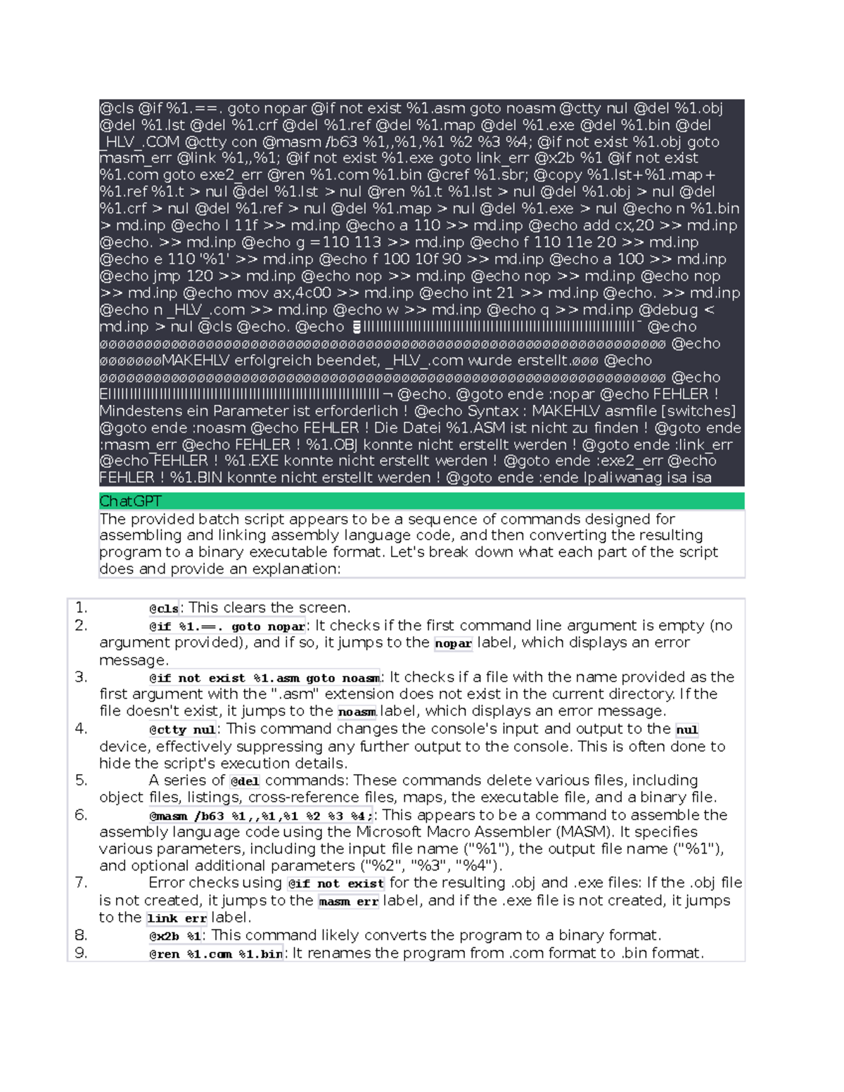 Sample Code computer - @cls @if %1.==. goto nopar @if not exist %1 goto ...