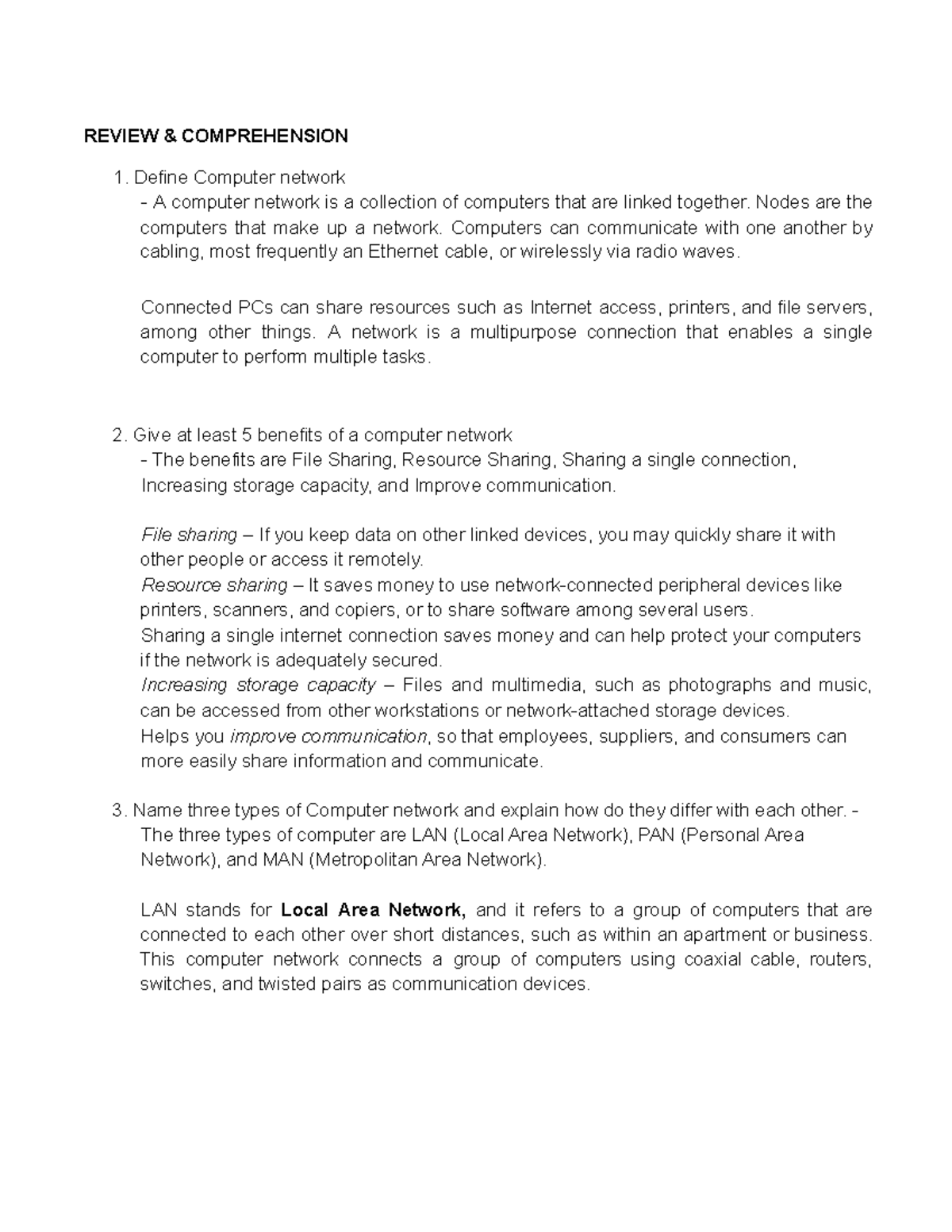 Computer network - Nodes are the computers that make up a network ...