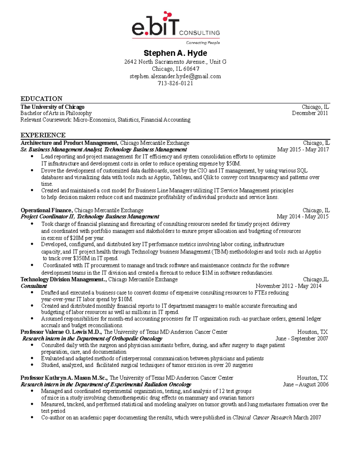 Sample Resume - MA 736 Advanced Calculus II - Stephen A. Hyde 2642 ...