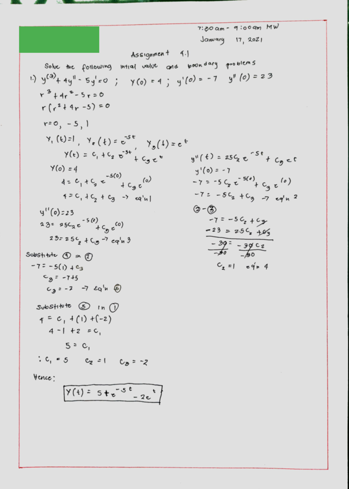 Differential Equation ASS. 4 - Mechanical Engineering - NVSU - Studocu