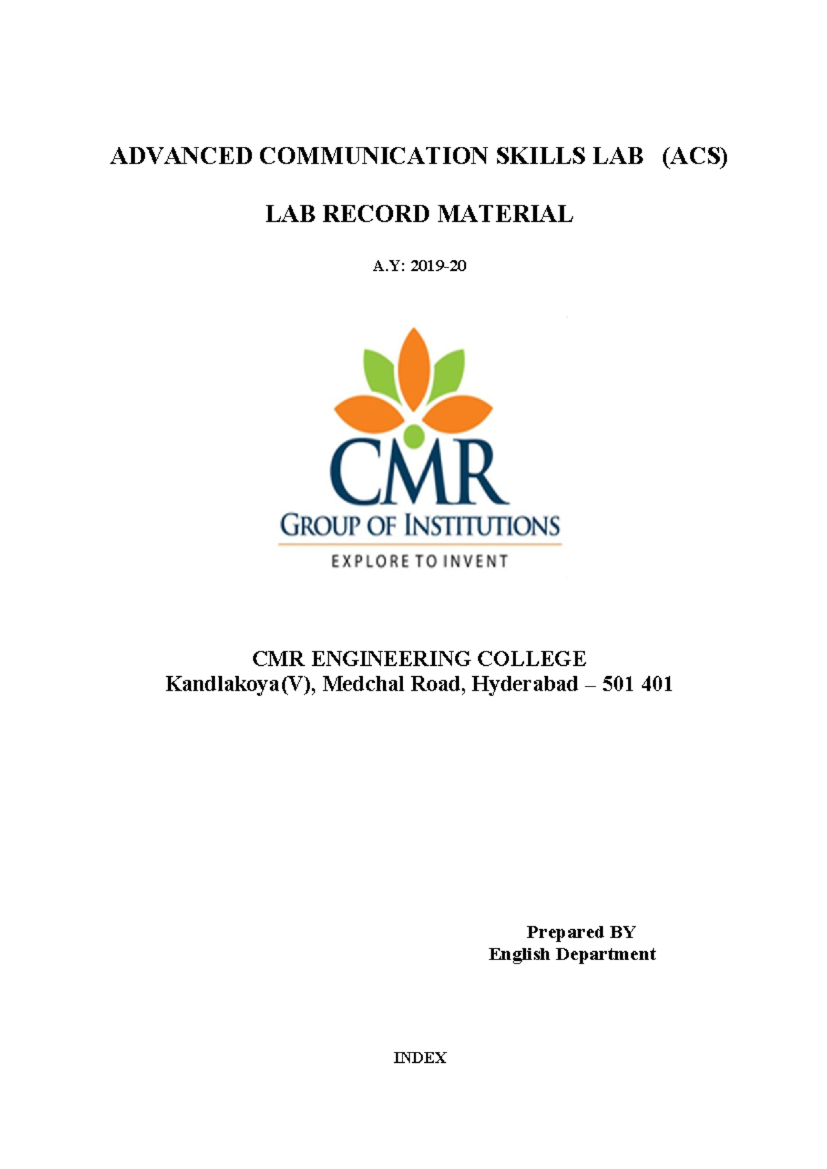 ACS LAB Record Material - ADVANCED COMMUNICATION SKILLS LAB (ACS) LAB ...
