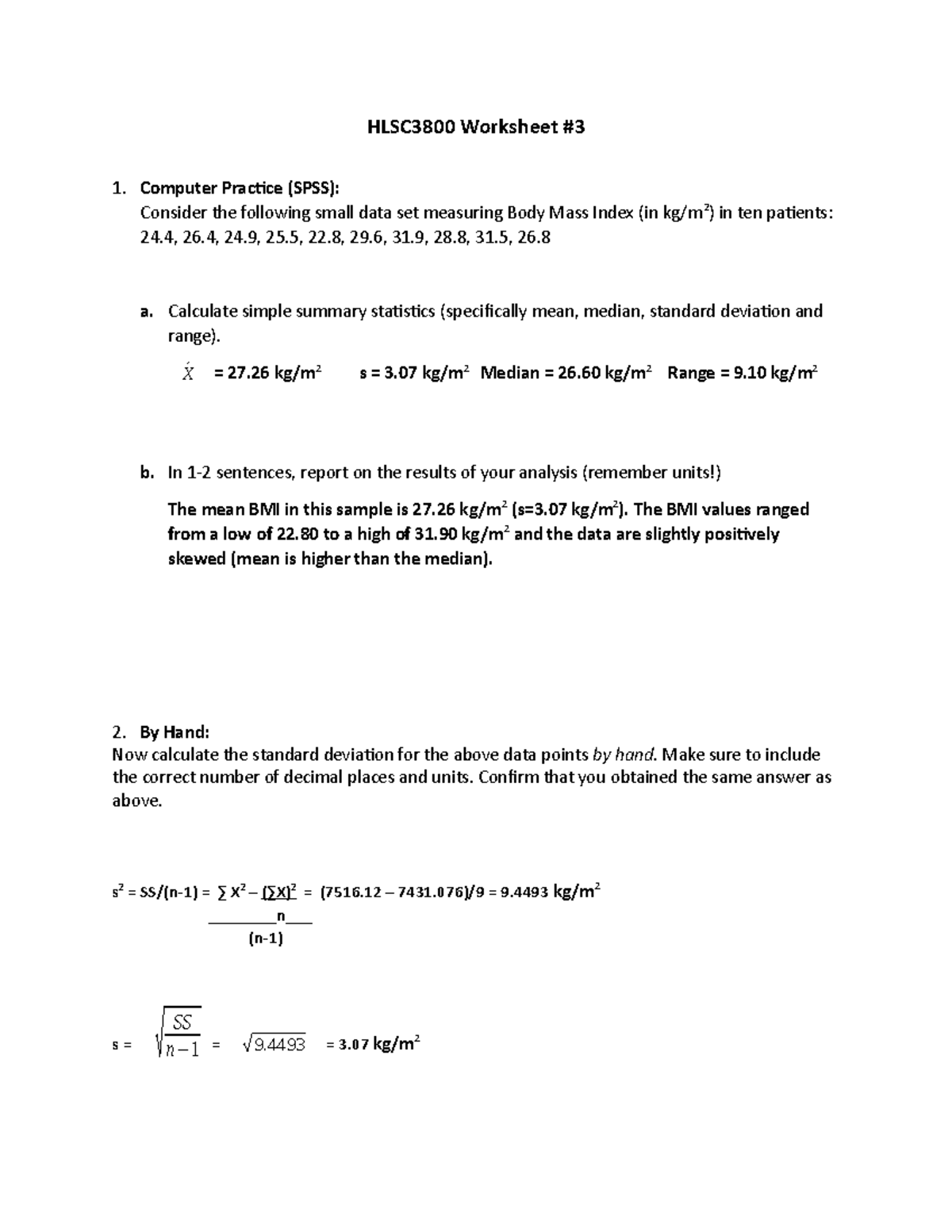 Worksheet 3 - solutions - HLSC3800 Worksheet Computer Practice (SPSS ...
