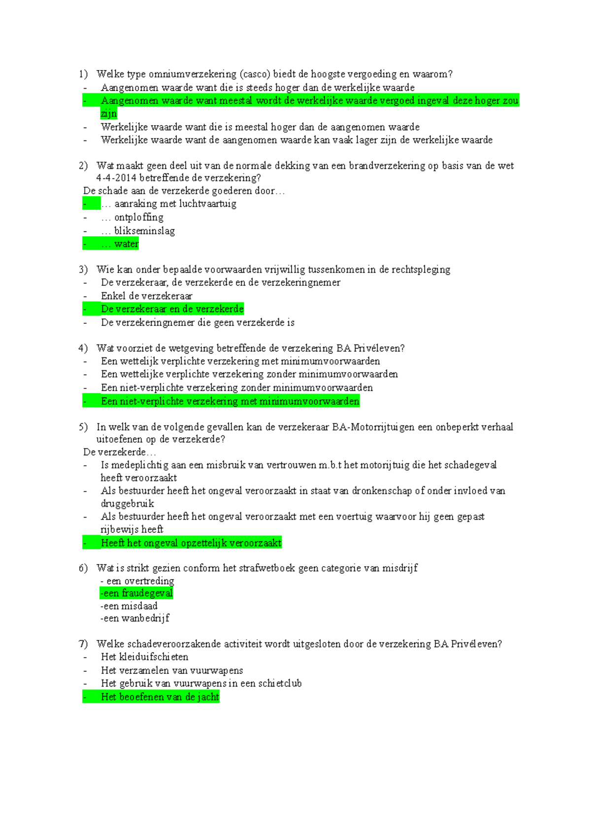 Schadeverzekering 1 - examenvragen DEF versie - Welke type ...