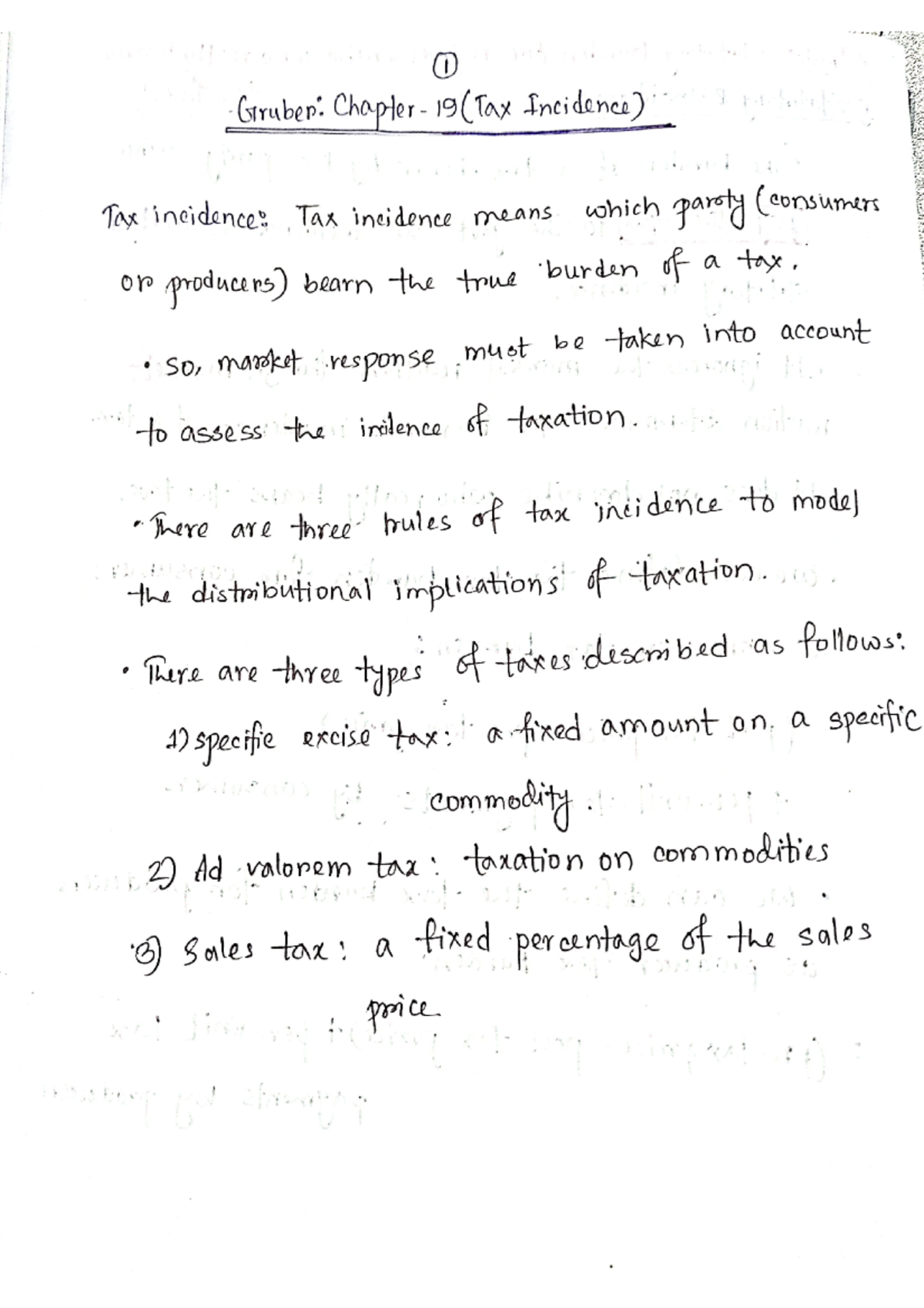 402 Gruber chp 19 + excess burden + Vat - I Gruber: Chapter 19 (Tax Incidence) Tax incidence ...
