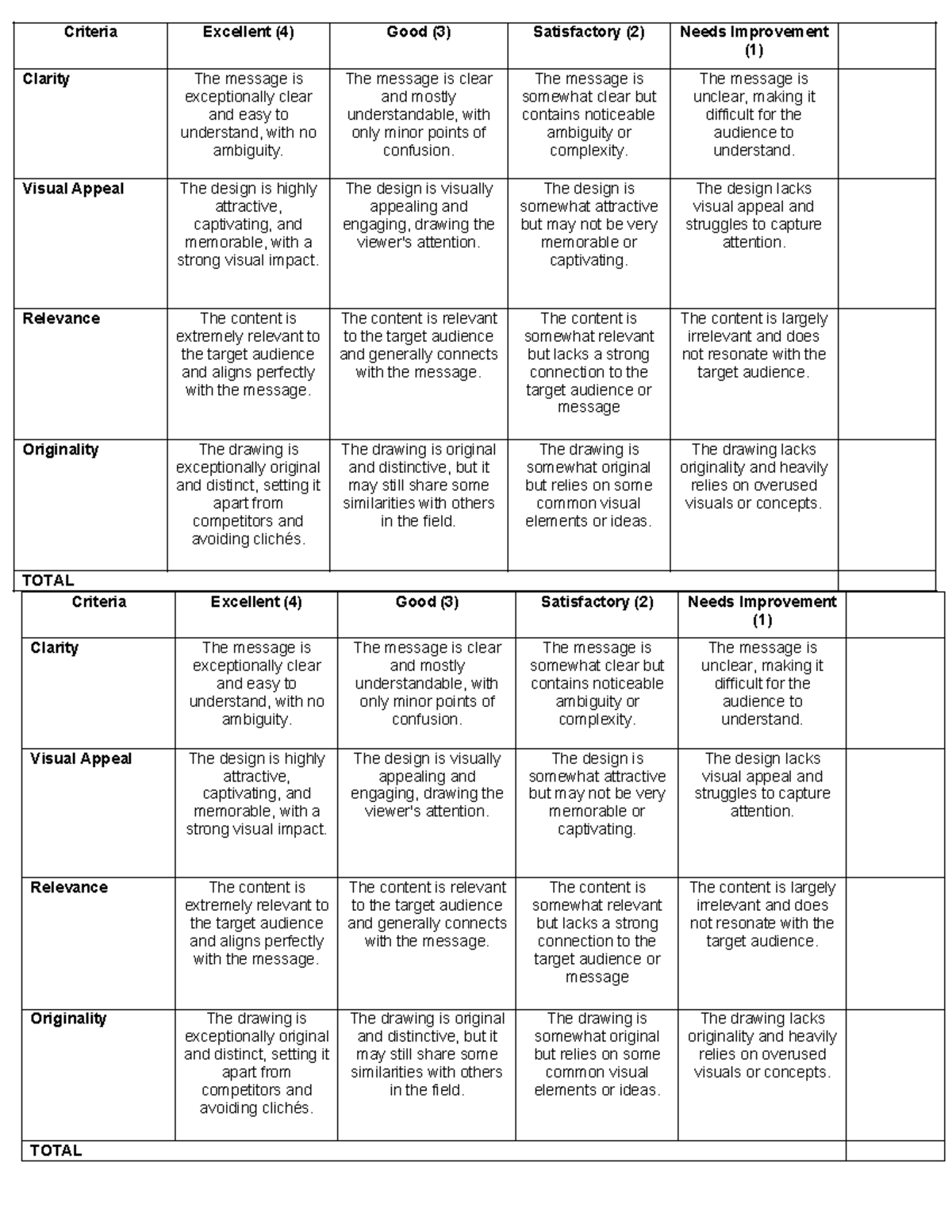 QUIZ AND Rubrics Final DEMO ELT 226 - Criteria Excellent (4) Good (3 ...