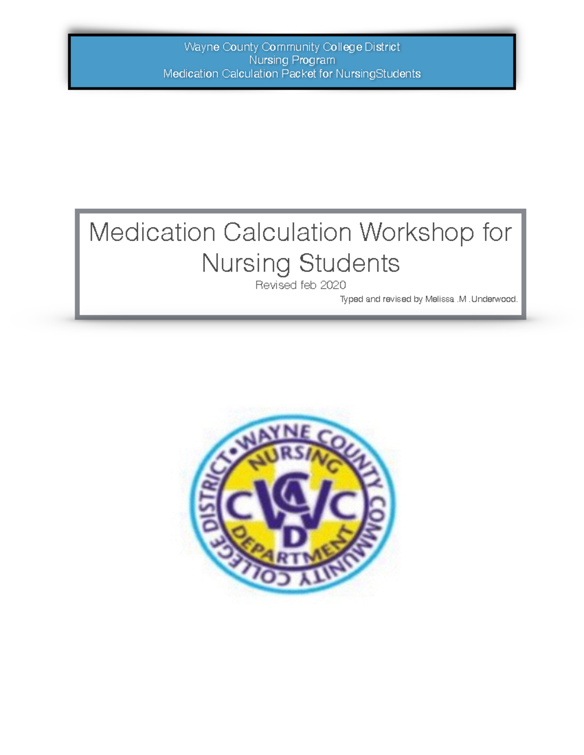 Blue print 2 - Basic medical math - Nursing Program Medication ...