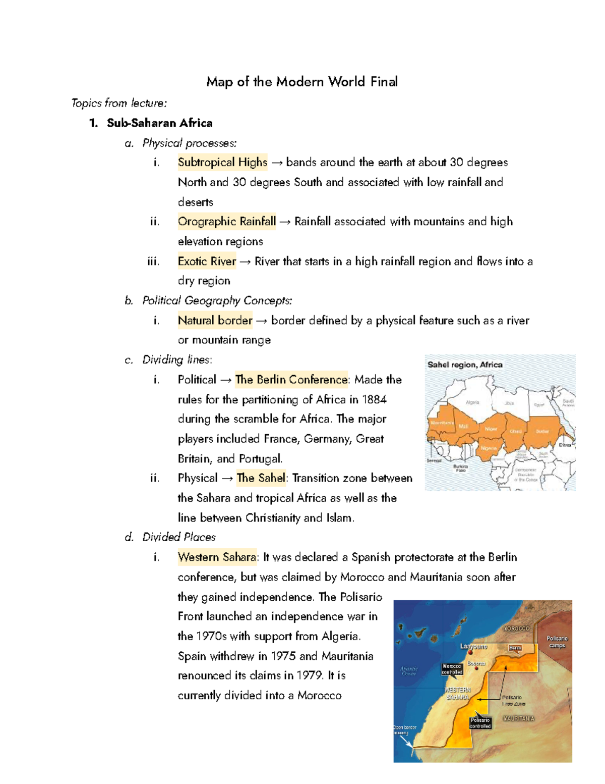 Maps exam prep - Summary Map of the Modern World - Map of the Modern ...
