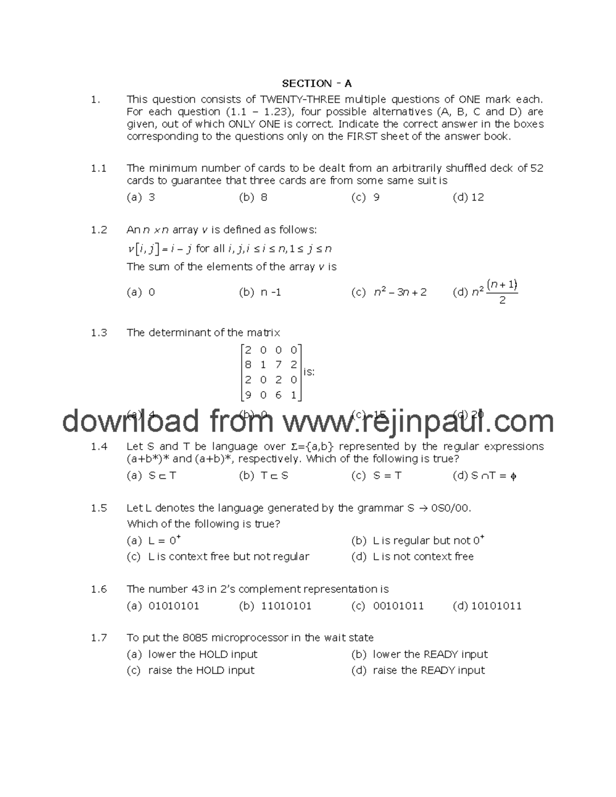 CS-2000 - Gate Paper of Computer Science Branch - - Studocu