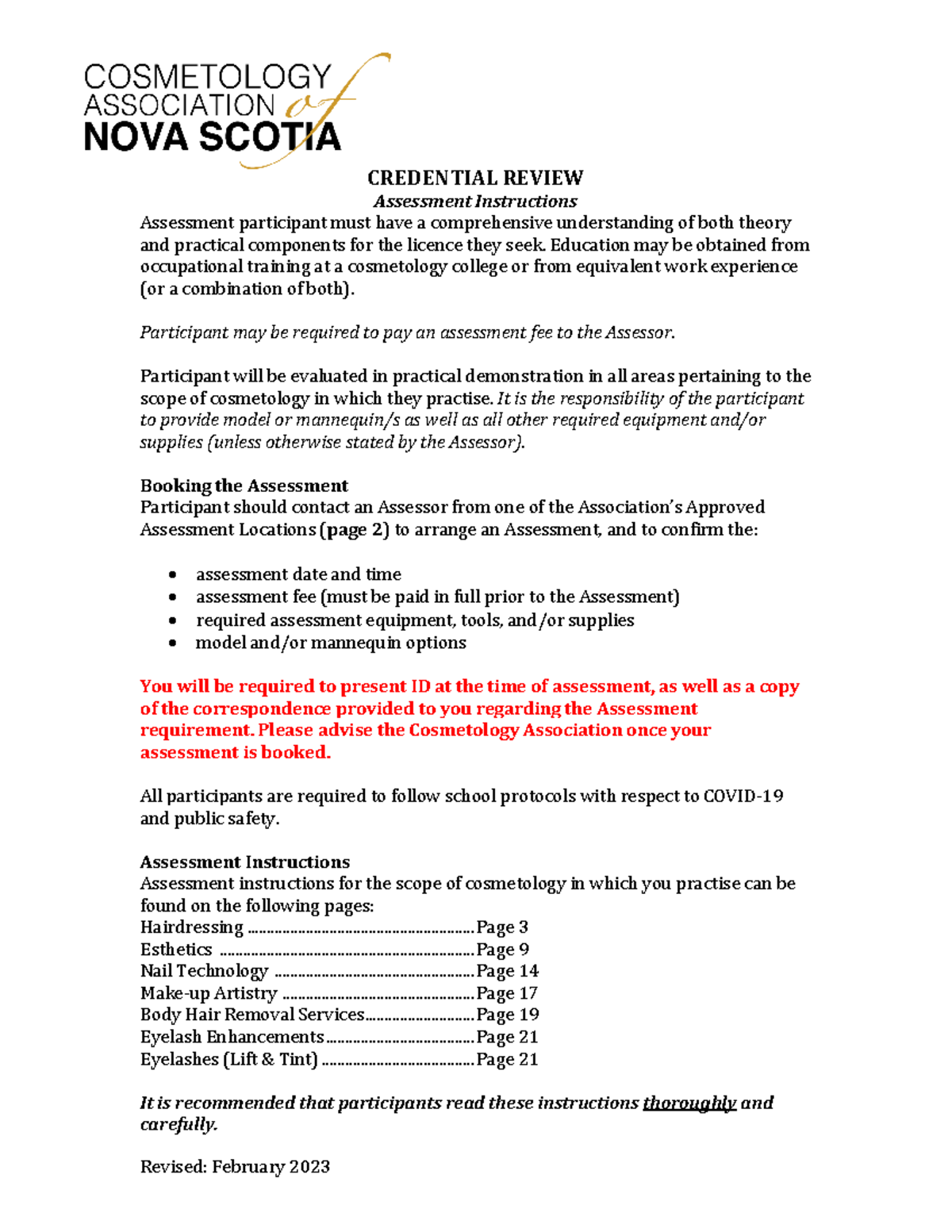 Assessment Instructions - CREDENTIAL REVIEW Assessment Instructions ...