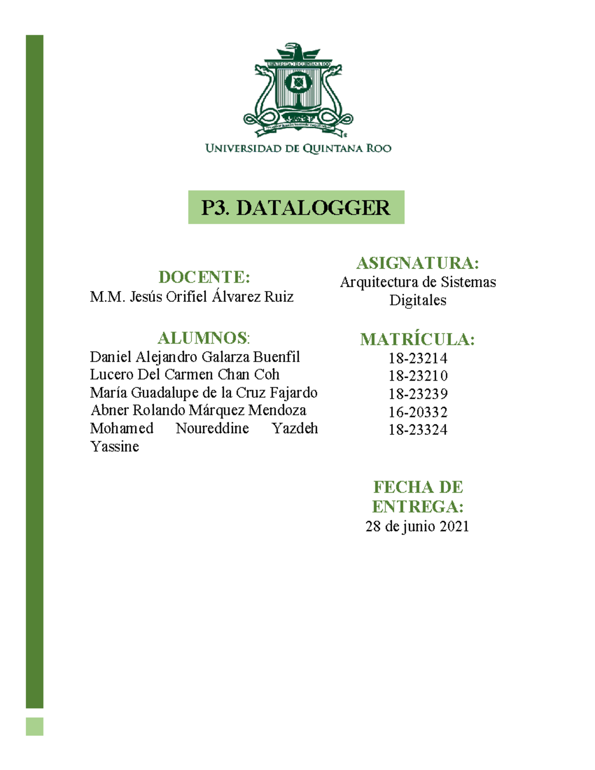 P3 Datalogger - practica de digitador de datos - DOCENTE: M. Jesús ...