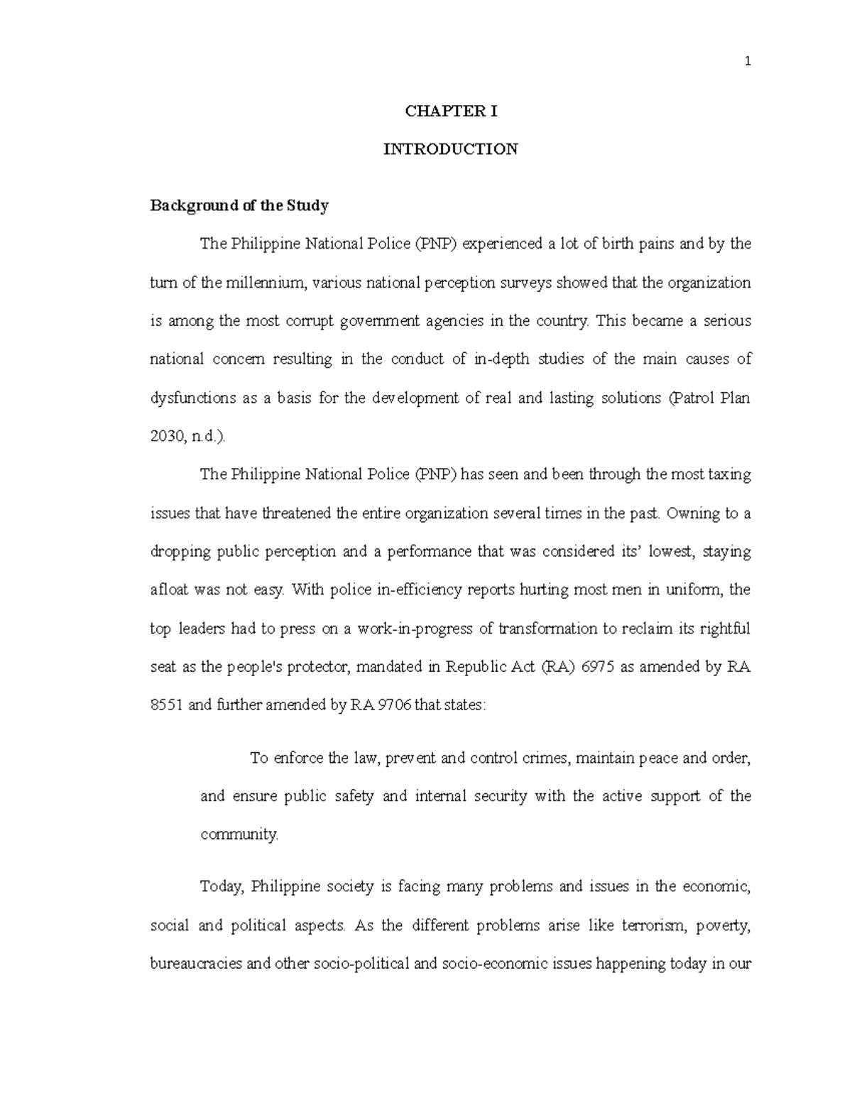 Work Performance of Police Officers Chap - CHAPTER I INTRODUCTION ...