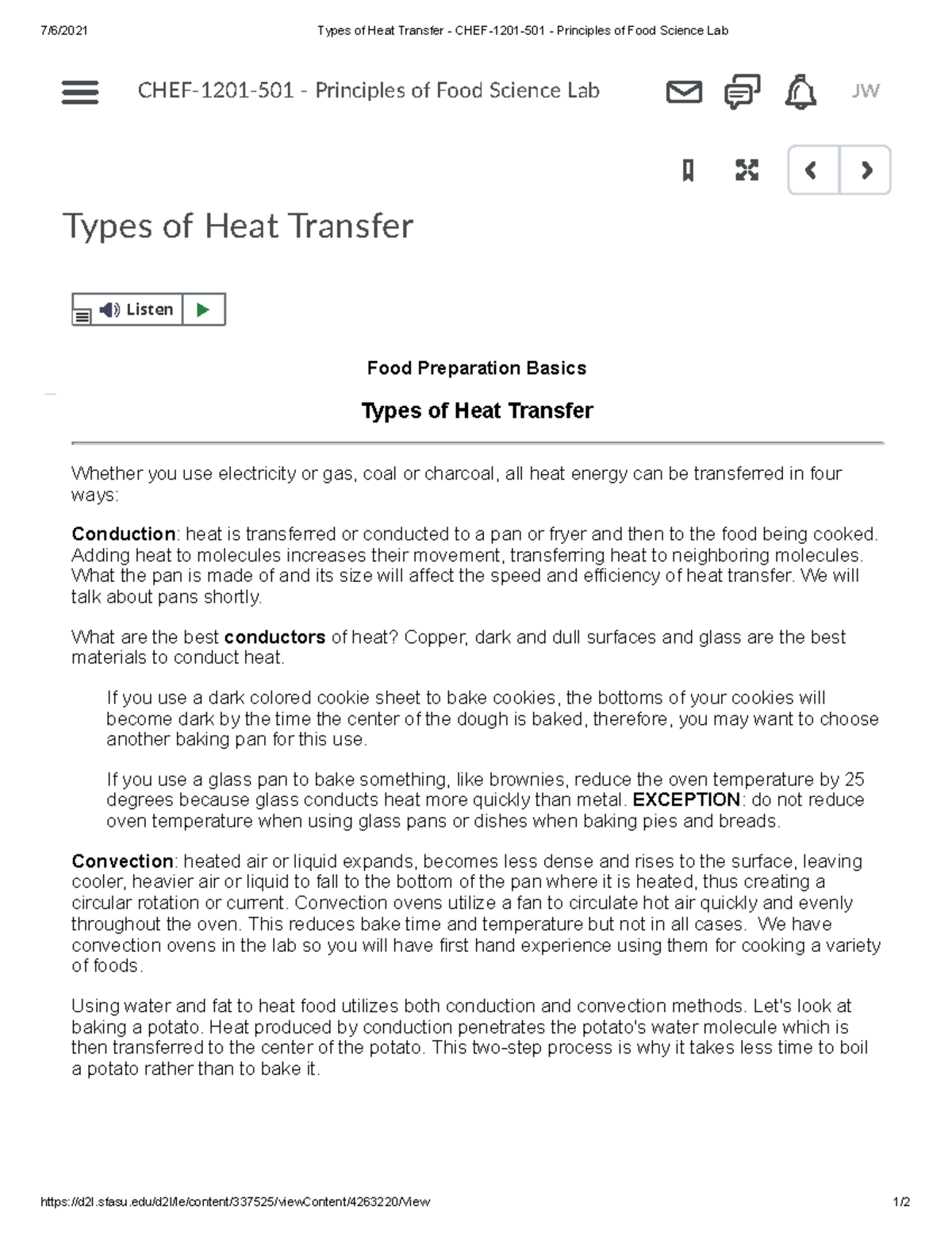 Types of Heat Transfer - CHEF-1201-501 - Principles of Food Science Lab ...