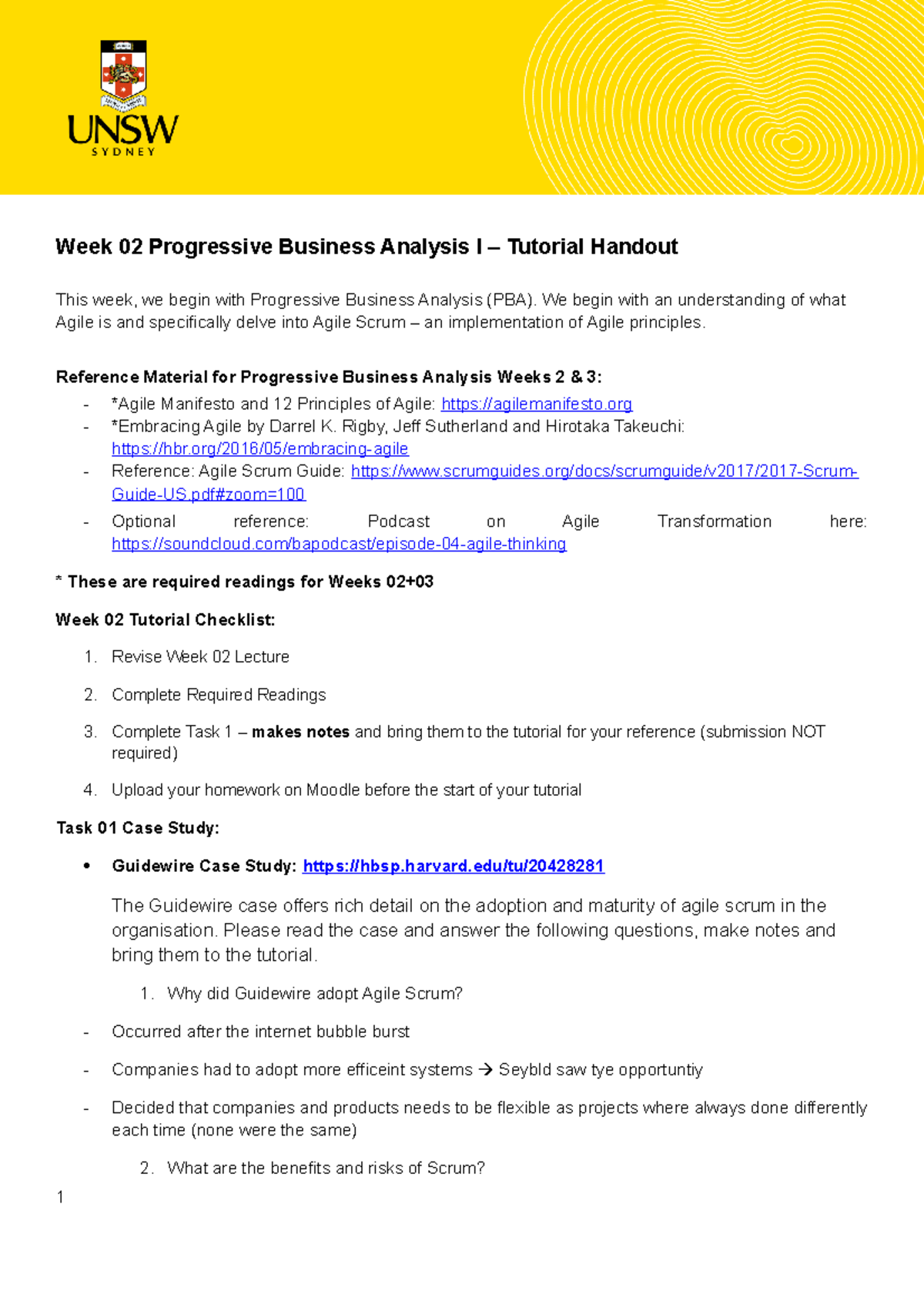 Week 02 Preparation Handout - INFS2603 - UNSW Sydney - Studocu