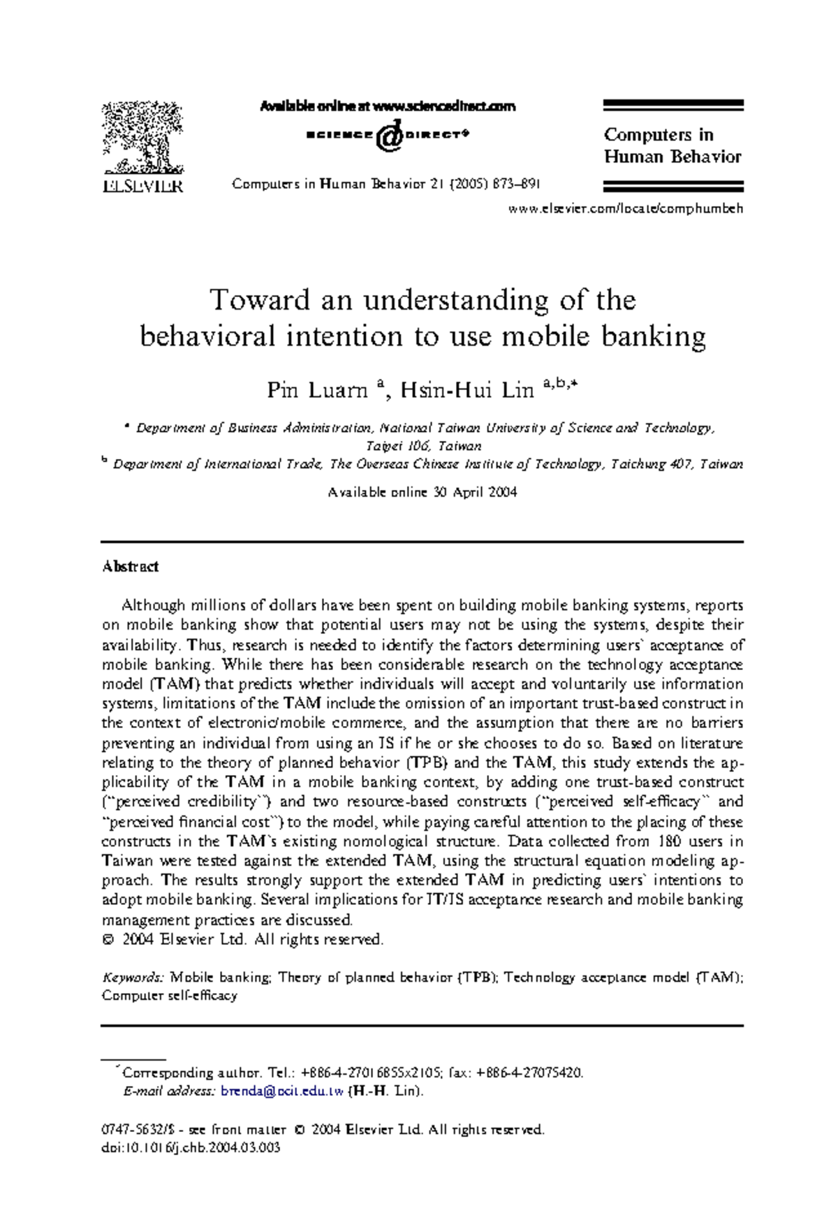 Luarn 2005 - áhischvohu - Toward an understanding of the behavioral intention to use mobile ...