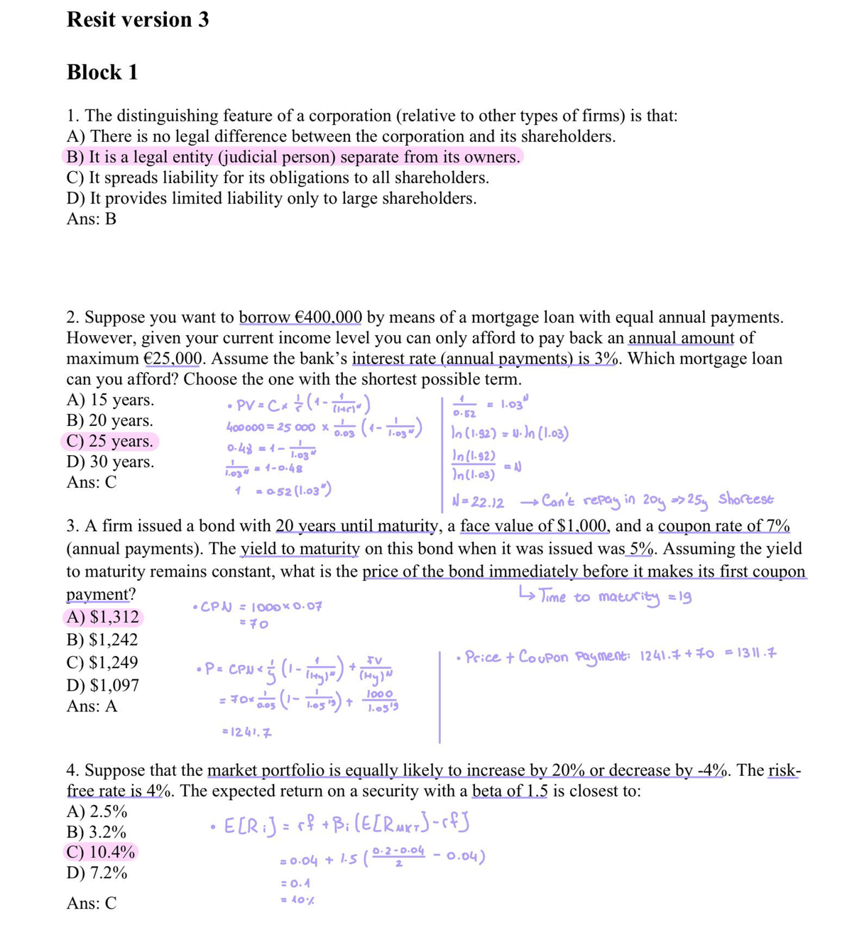 Resit July 2020 V3 + calculations - CPFO - Studocu