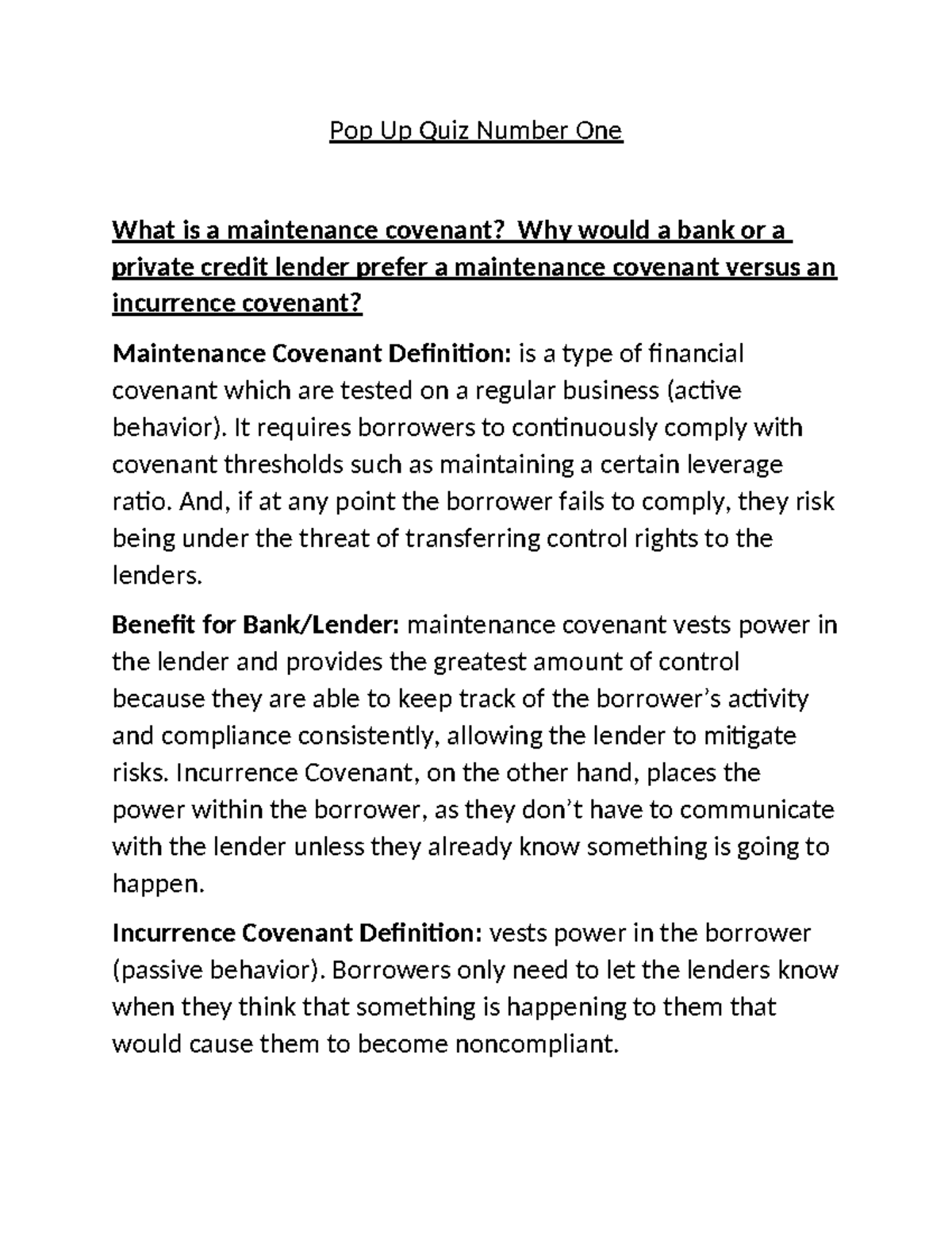 Pop Up Quiz Number One - pop up quiz - Pop Up Quiz Number One What is a ...