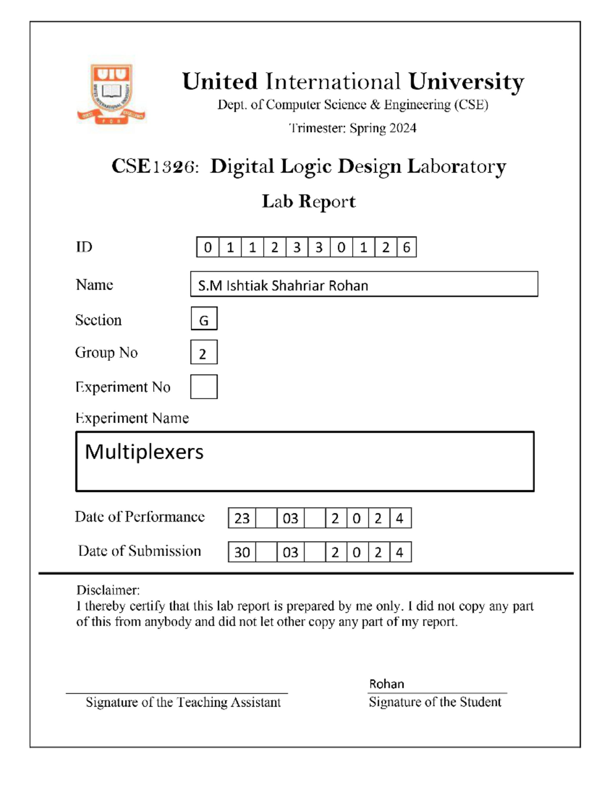 DLD-Lab-report-5 - Experiment 5 Objective: Design and implement the ...