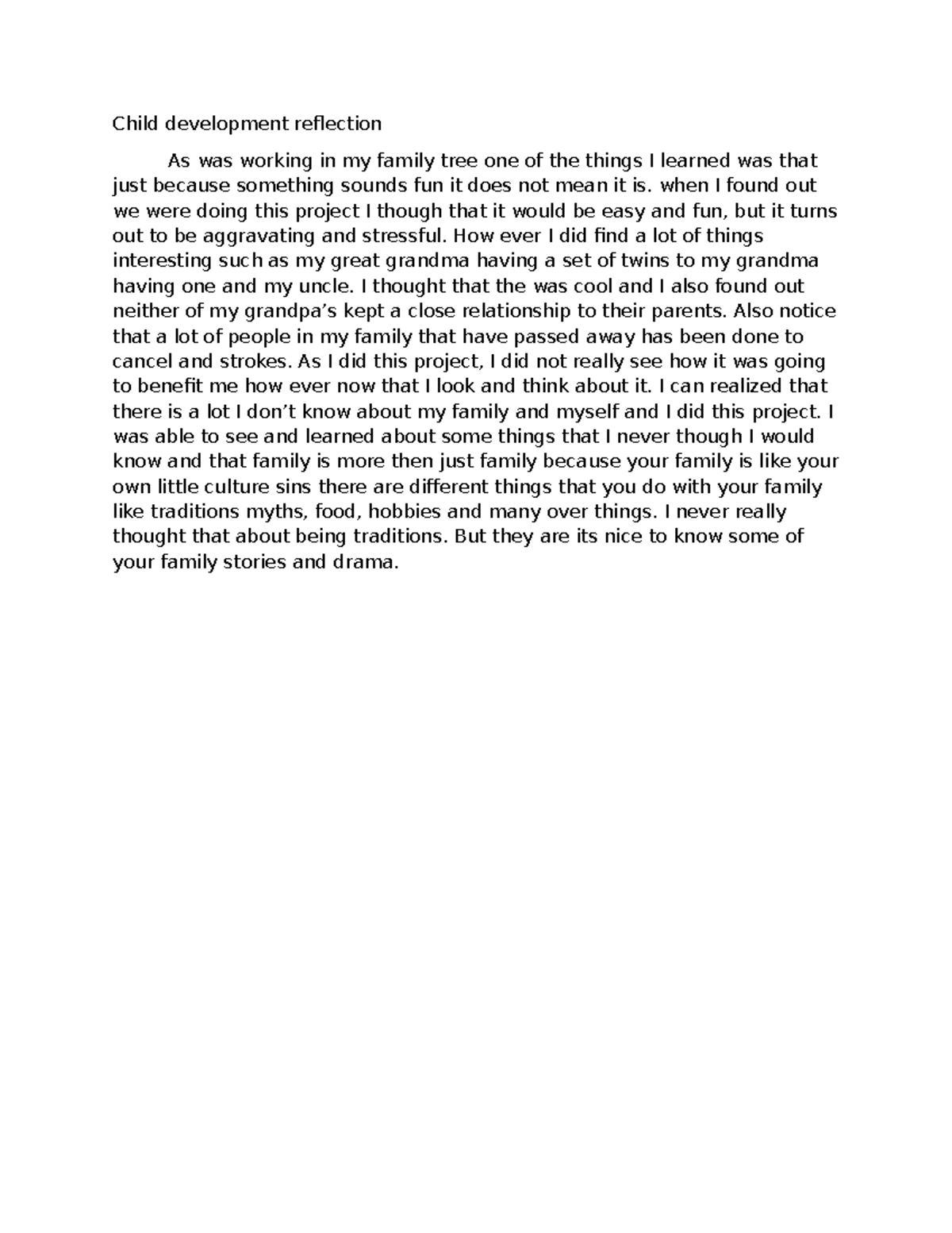 Reflection - best way to get it done - Child development reflection As ...