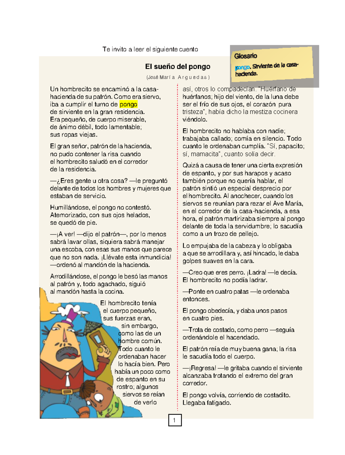 El sueño del pongo con preguntas - 33 Te invito a leer el siguiente ...