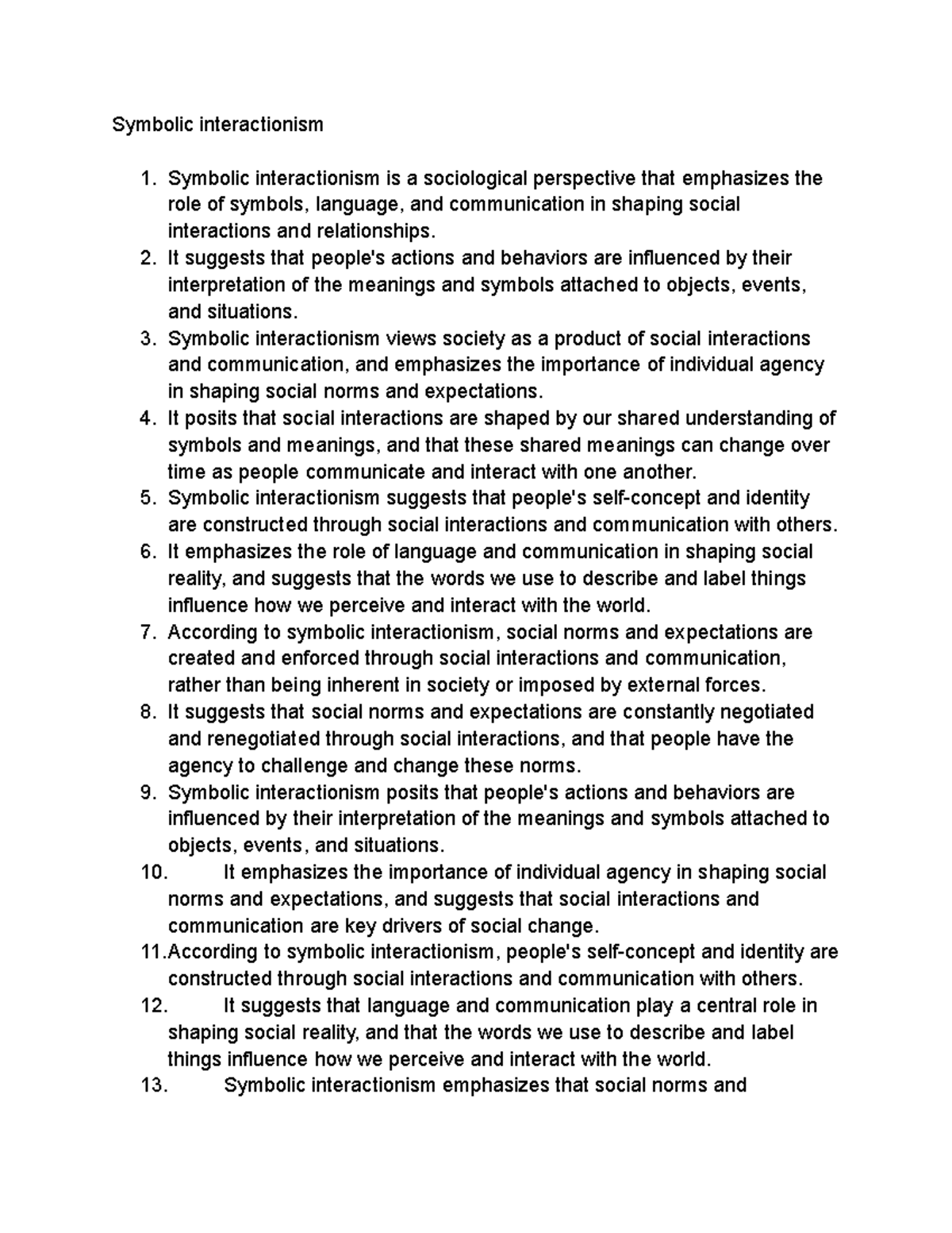 Symbolic interactionism - Symbolic interactionism Symbolic ...