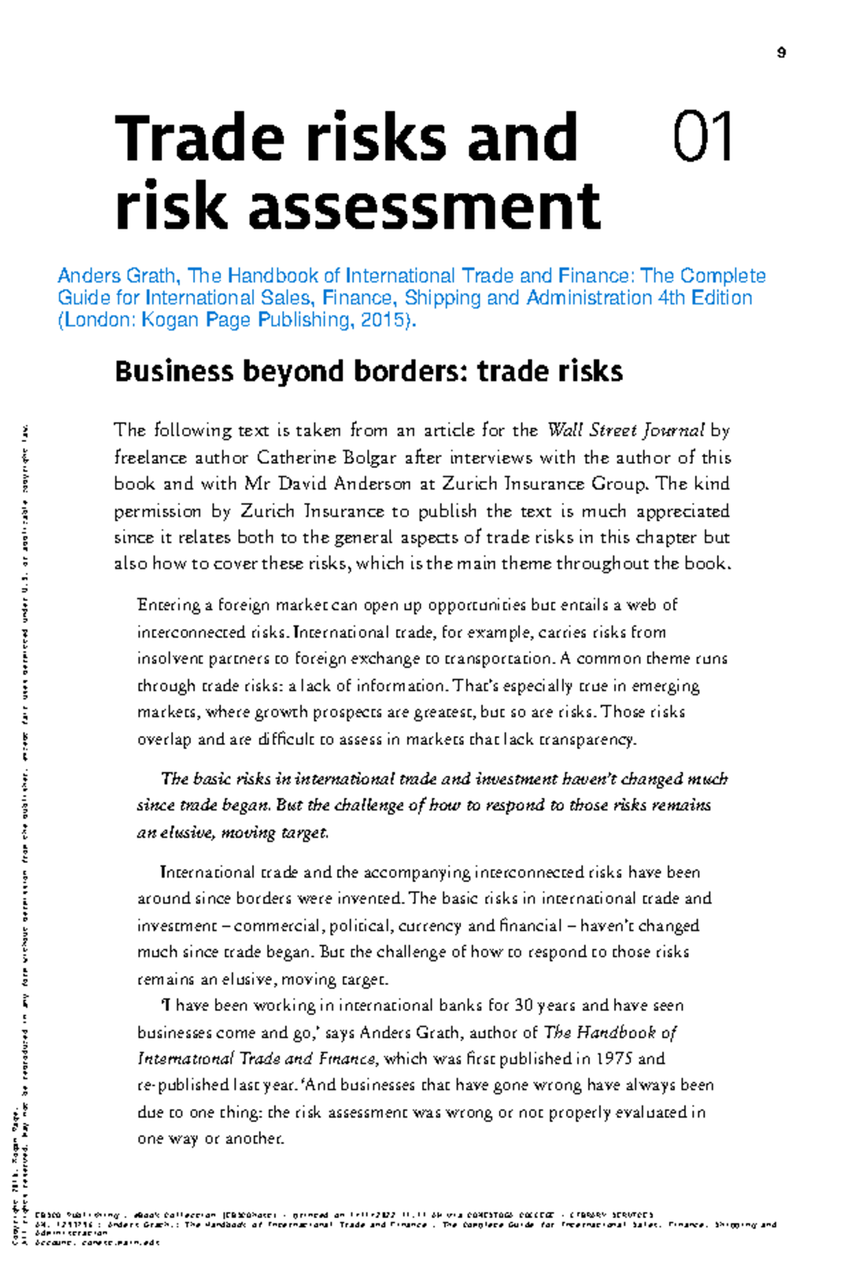 Anders Grath 2016 Trade Risks And Risk As The Handbook Of Internat ...