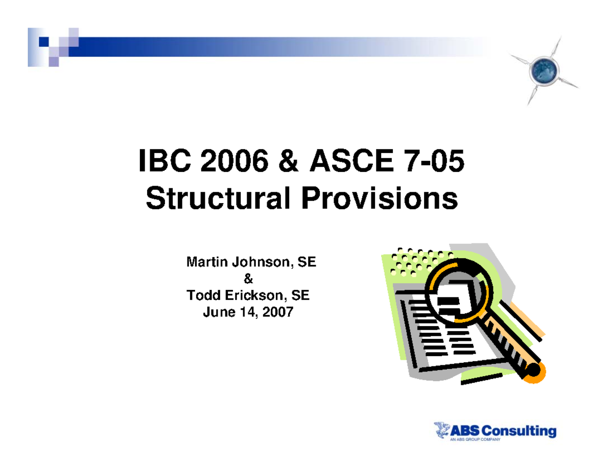 IBC 2006 Chapter 16 2007-06-12 by Martin Johnson - Martin Johnson, SE ...
