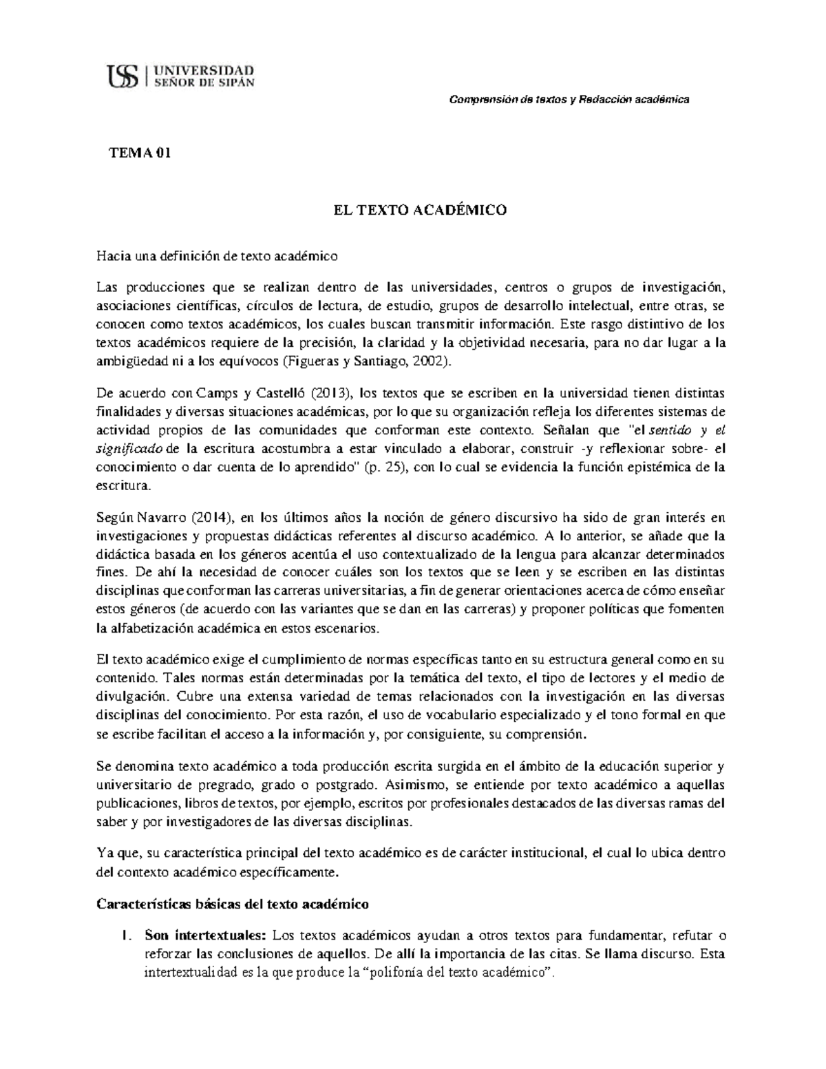 TEMA 1 - EL Texto Académico - Comprensión de textos y Redacción ...