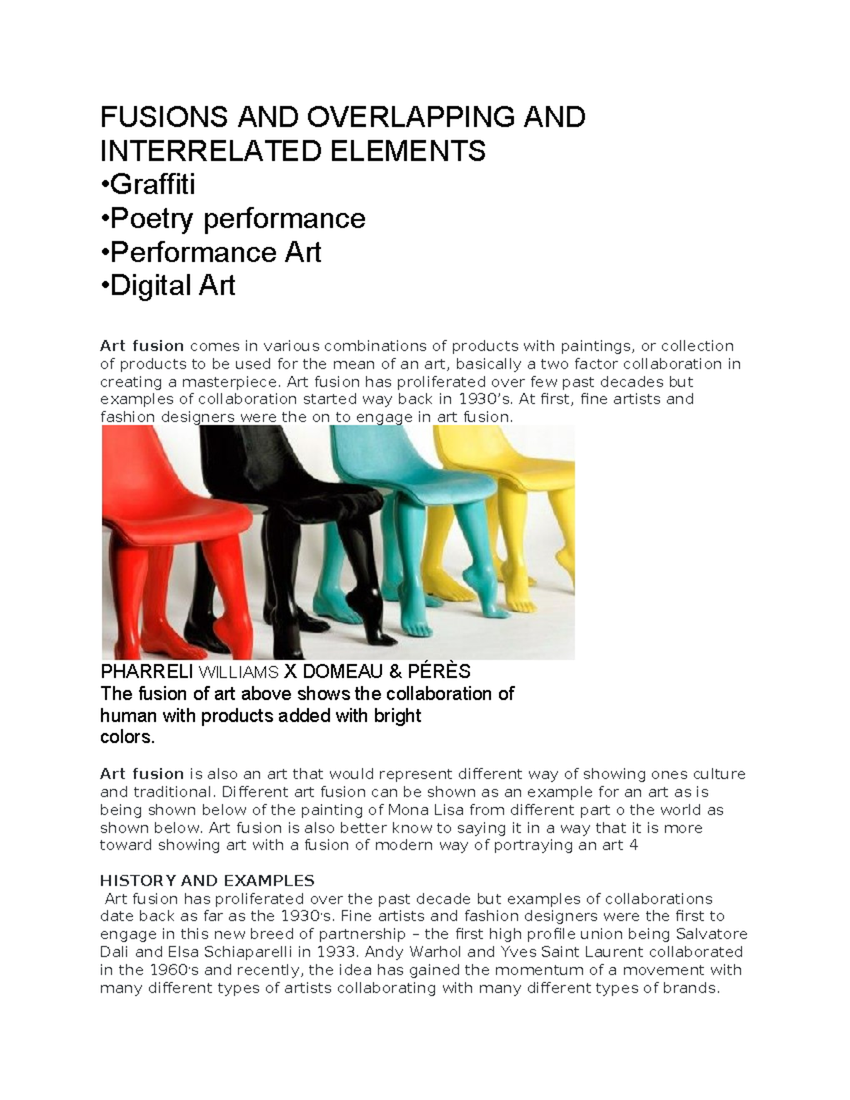 Fusions AND Overlapping AND interrelated elements - FUSIONS AND ...