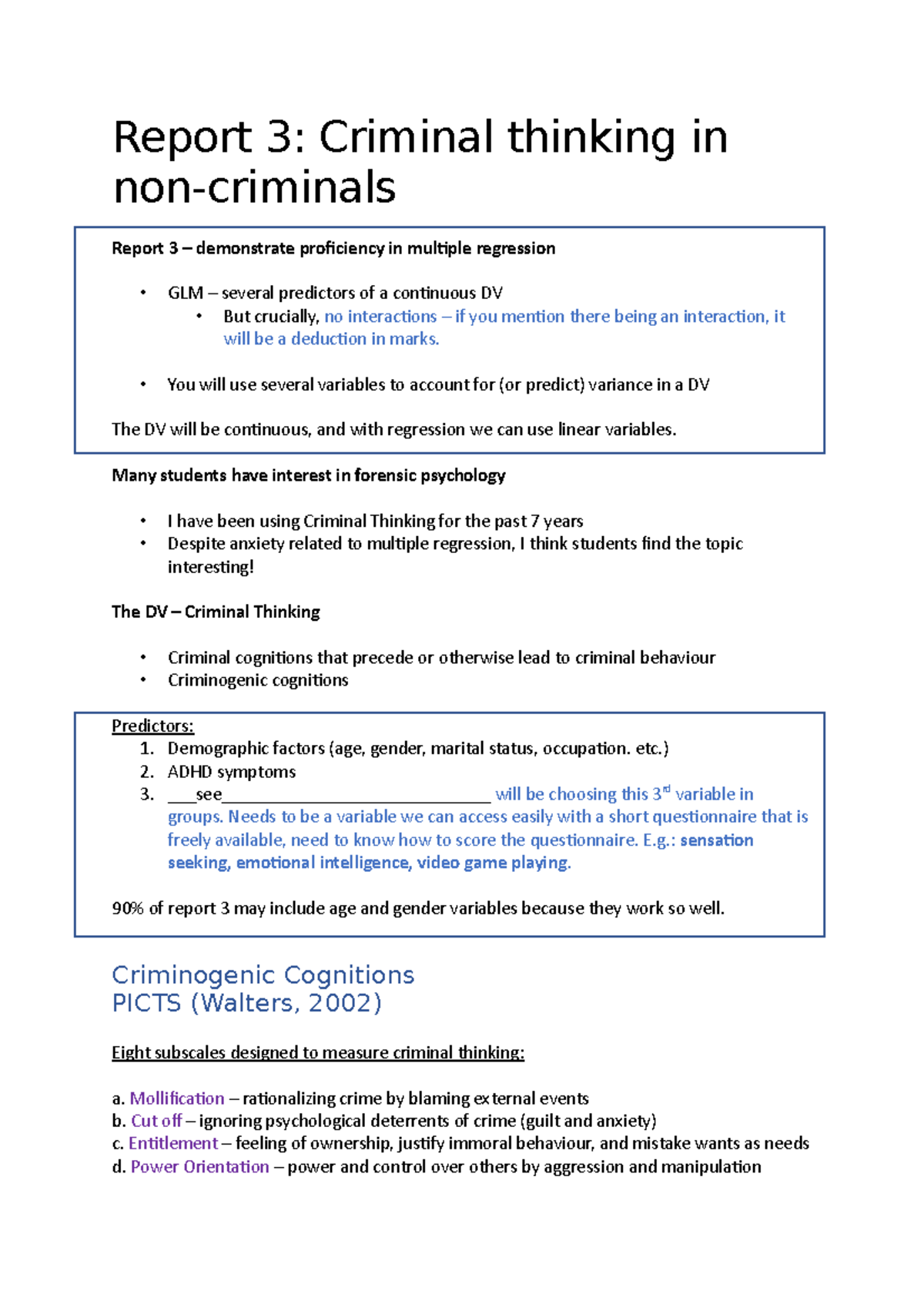 Report 3 Criminal thinking in non-criminals - Studocu
