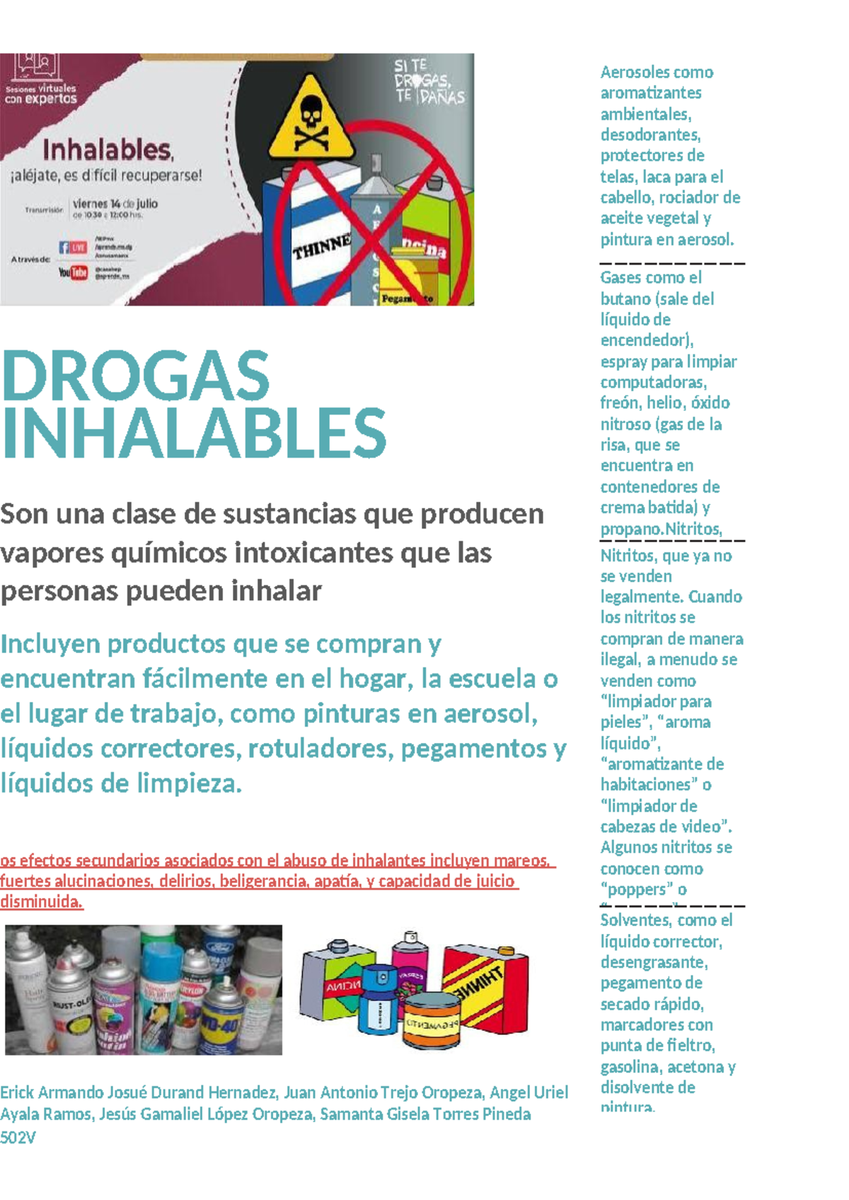 Infografía -Drogas Inhalables 502Vespertino - DROGAS INHALABLES Son una ...