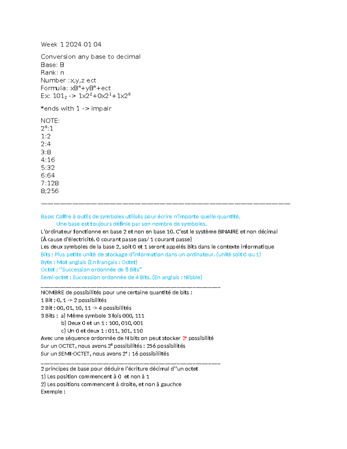 Comp 202 lesson 1 - Class notes. - Week 1 2024 01 04 Conversion any ...