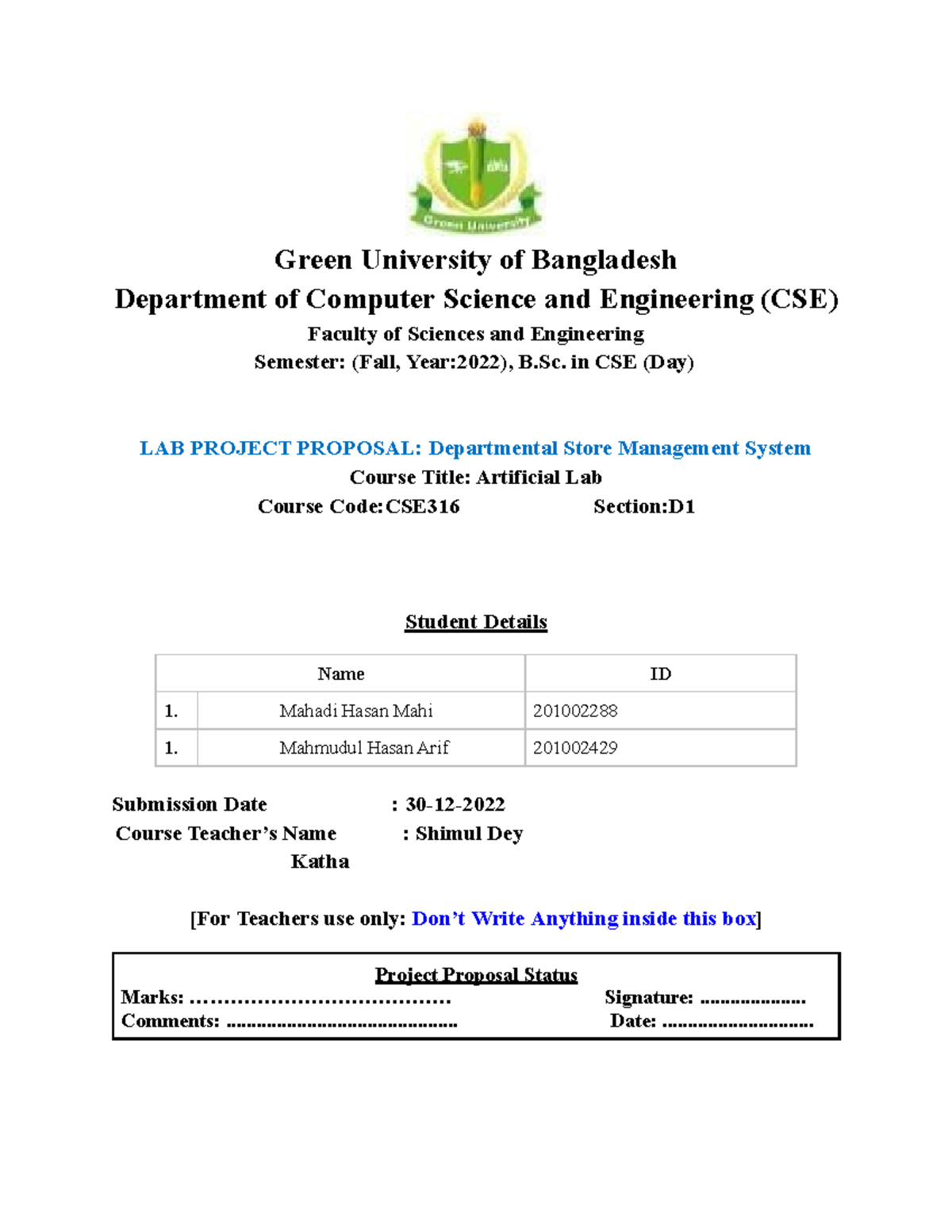 Lan Chat Master Project Proposal - Green University of Bangladesh ...