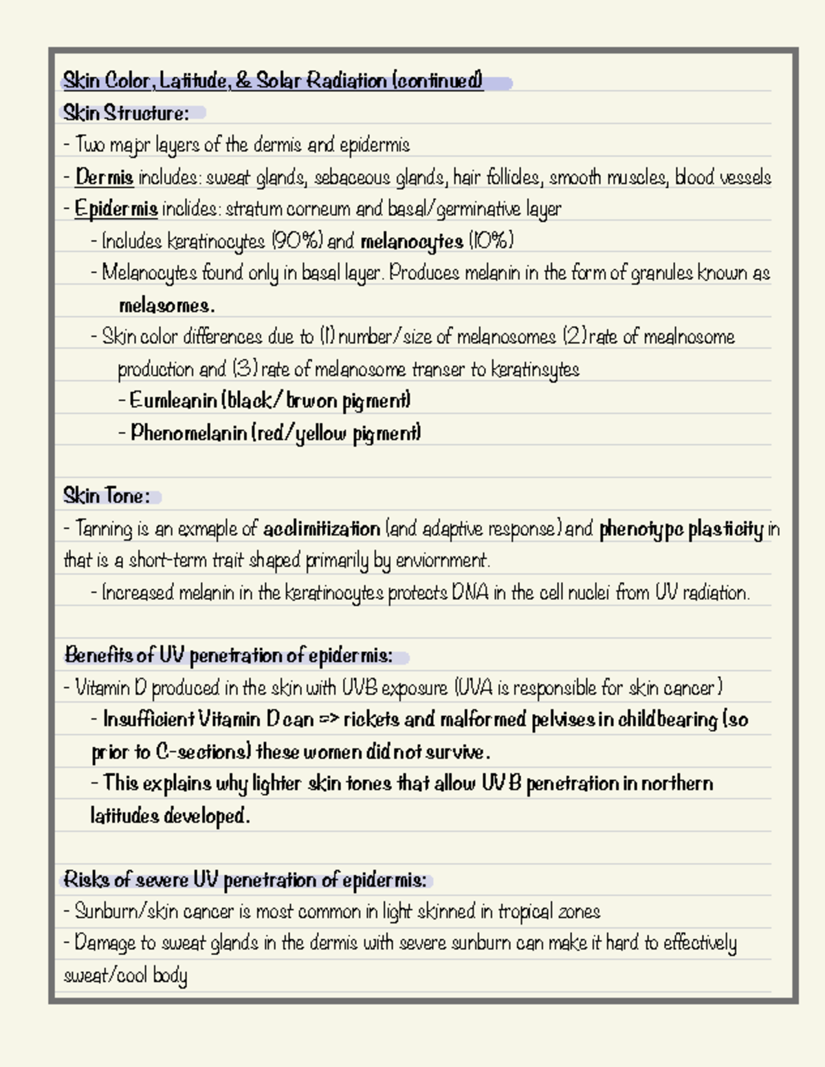 ANTH 1500 Notes / WMU - Skin Color, Latitude, & Solar Radiation ...