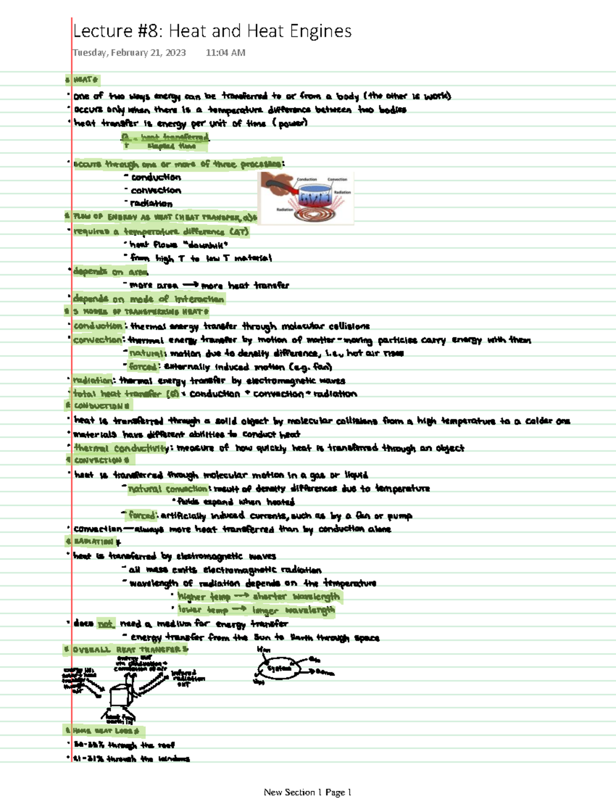 Lecture #8 Energy and Environment: Heat and Heat Engines - Lecture Heat ...