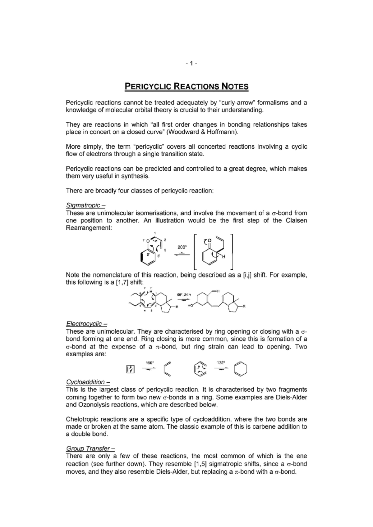 Pericyclic Reactions Notes 28p - Organic Chemistry - Studocu