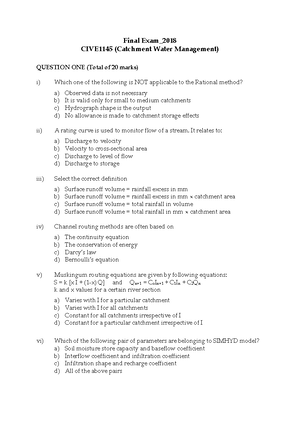 CIVE1145 Catchment Water Management - RMIT University - StuDocu