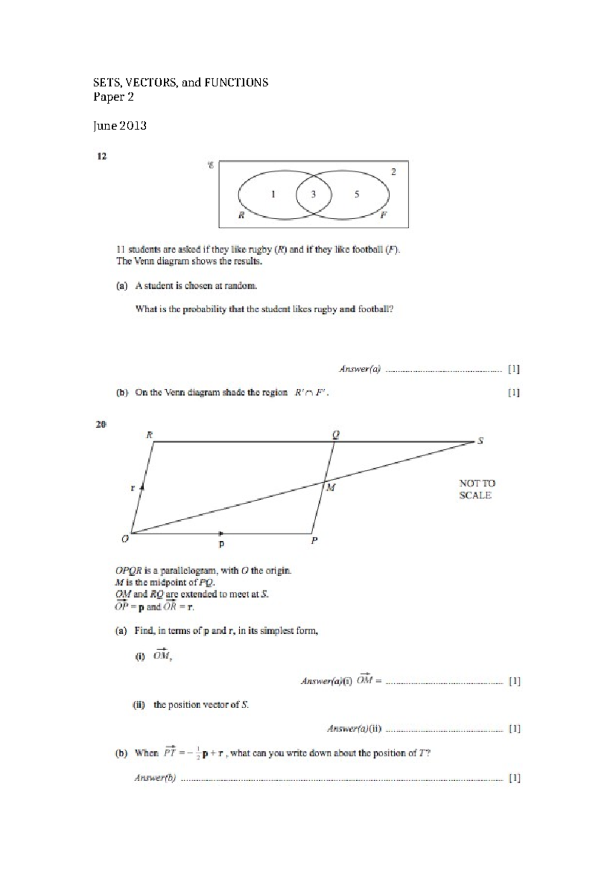 Sets Vectors Functions P24 0580 Maths Igcse Physics Sets Vectors And Functions Paper 2