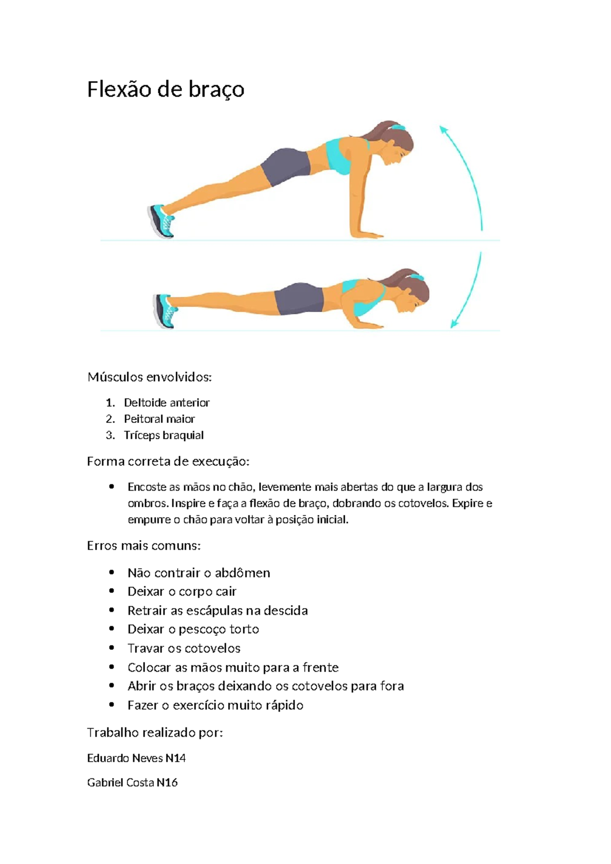 Flexão de braço - Flexão de braço Músculos envolvidos: 1. Deltoide ...