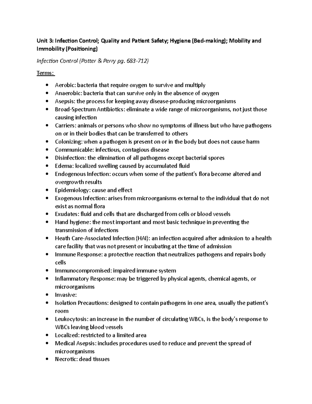 Unit 3 - NURS 202 Lab - Professor Cheryl Besse - Unit 3: Infection ...