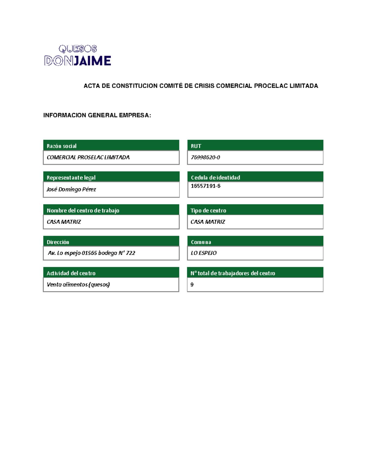 Acta consticuion comite de crisis Procelac 2021 - ACTA DE CONSTITUCION ...